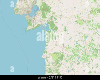 Setubal, district of Portugal. Open Street Map. Locations and names of ...