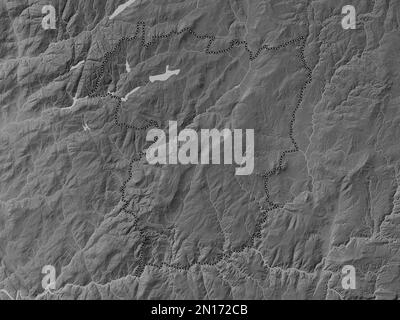Vila Real, district of Portugal. Grayscale elevation map with lakes and ...