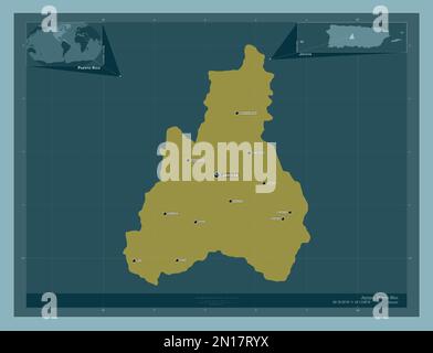 Jayuya, municipality of Puerto Rico. Solid color shape. Locations of ...