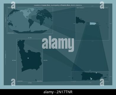 Juana Diaz, municipality of Puerto Rico. Low resolution satellite map ...