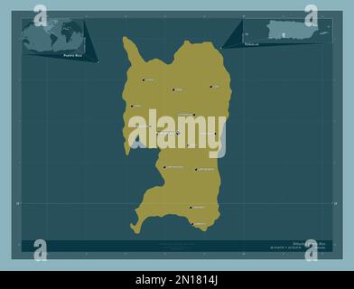 Penuelas, municipality of Puerto Rico. Solid color shape. Locations of ...