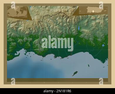 Ponce, municipality of Puerto Rico. Elevation map colored in sepia ...