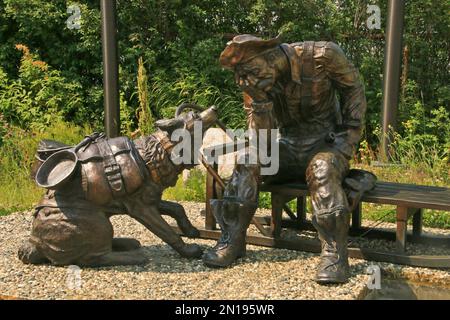 Statue of gold prospectors, Historic Skagway, Southeast Alaska, United ...