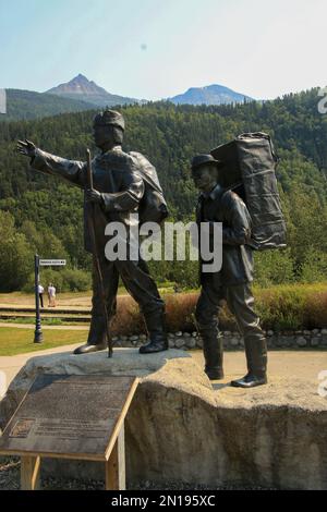 Statue of gold prospectors, Historic Skagway, Southeast Alaska, United ...