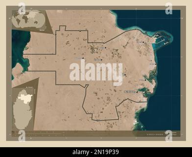 Al Khor, municipality of Qatar. High resolution satellite map. Corner ...