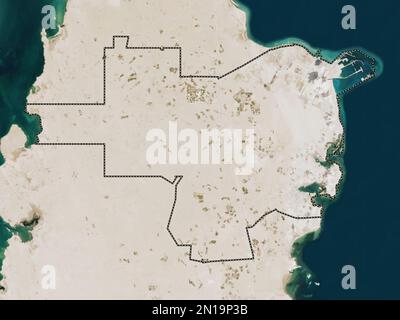 Al Khor, municipality of Qatar. Low resolution satellite map. Locations ...