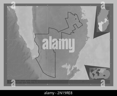 Ar Rayyan, municipality of Qatar. Grayscale elevation map with lakes ...