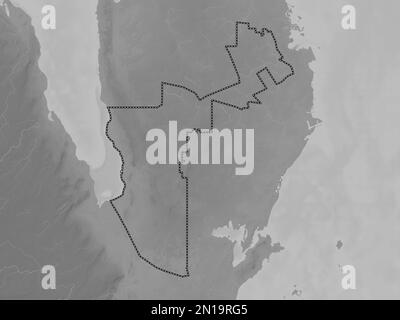 Ar Rayyan, municipality of Qatar. Grayscale elevation map with lakes ...