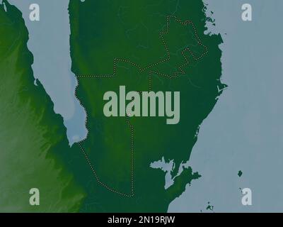 Ar Rayyan, municipality of Qatar. Colored elevation map with lakes and ...
