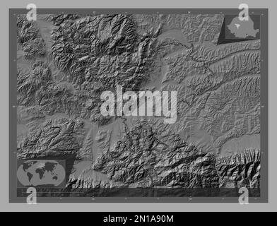 Alba, county of Romania. Bilevel elevation map with lakes and rivers ...