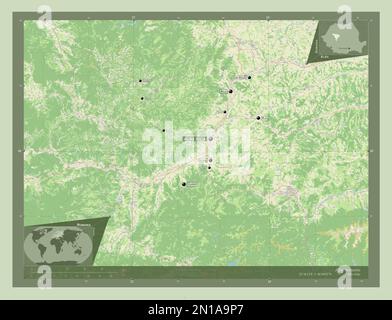 Mures, county of Romania. Open Street Map. Locations and names of major ...