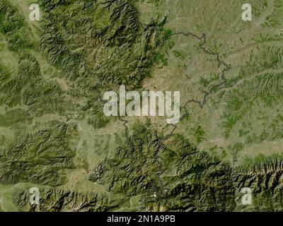 Shape of Alba, county of Romania, with its capital isolated on white ...