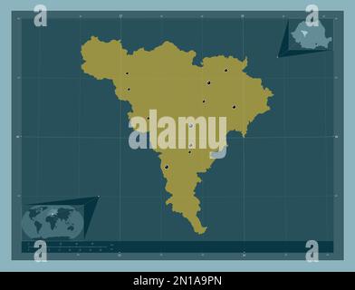 Shape of Alba, county of Romania, with its capital isolated on white ...