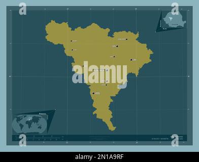 Shape of Alba, county of Romania, with its capital isolated on white ...