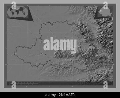 Arad, county of Romania. Bilevel elevation map with lakes and rivers ...