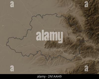 Arad, county of Romania. Colored elevation map with lakes and rivers ...