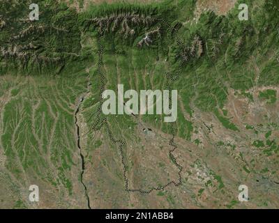 Arges, county of Romania. High resolution satellite map. Locations of ...
