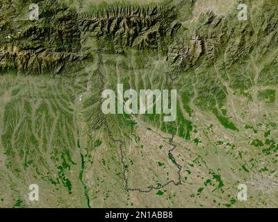 Arges, county of Romania. Low resolution satellite map. Locations and ...
