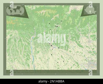 Arges, county of Romania. Open Street Map. Locations and names of major ...