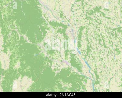 Bacau, county of Romania. Open Street Map. Locations and names of major ...