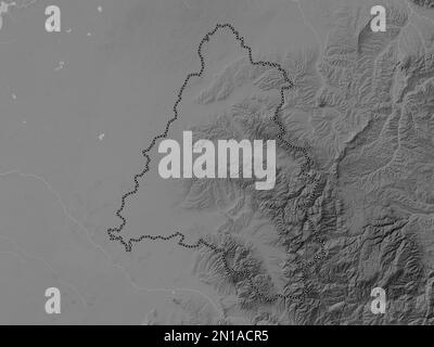 Bihor, county of Romania. Grayscale elevation map with lakes and rivers ...