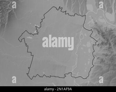 Braila, county of Romania. Grayscale elevation map with lakes and ...