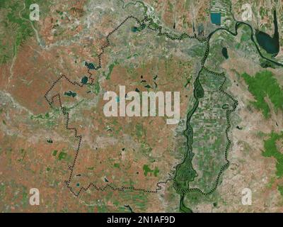 Braila, county of Romania. High resolution satellite map. Corner ...