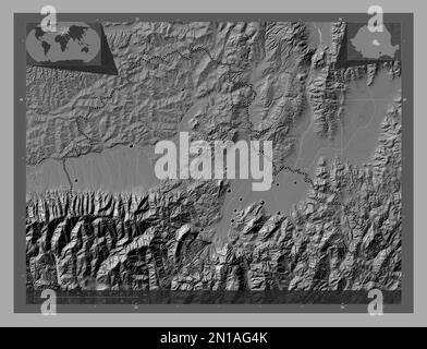 Brasov, county of Romania. Bilevel elevation map with lakes and rivers ...