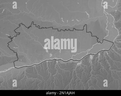 Calarasi, county of Romania. Grayscale elevation map with lakes and ...