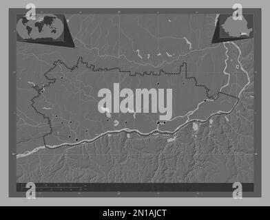Calarasi, county of Romania. Bilevel elevation map with lakes and ...