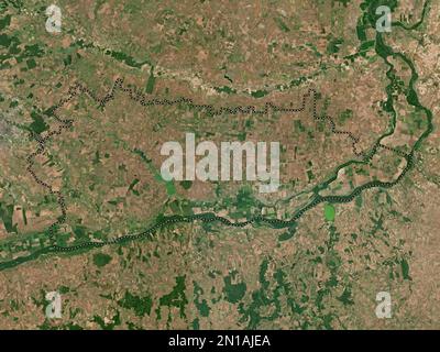 Calarasi, county of Romania. Low resolution satellite map. Locations of ...