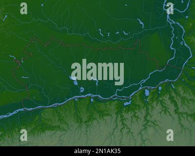 Calarasi, county of Romania. Colored elevation map with lakes and ...