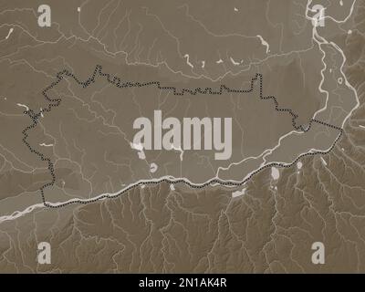 Calarasi, county of Romania. Colored elevation map with lakes and ...