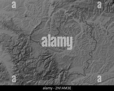 Cluj, county of Romania. Grayscale elevation map with lakes and rivers ...