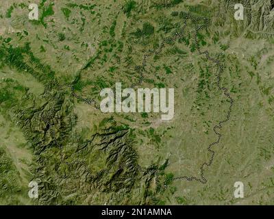 Cluj, county of Romania. Low resolution satellite map. Locations and ...