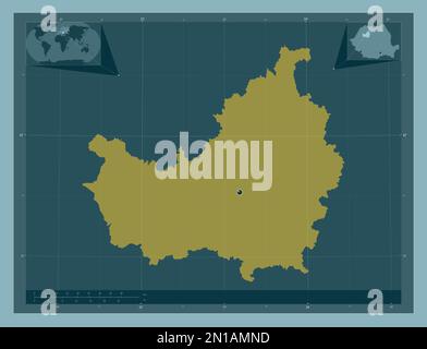 Cluj, county of Romania. Solid color shape. Locations of major cities ...