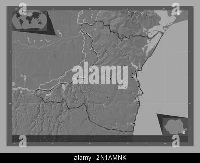 Constanta, county of Romania. Bilevel elevation map with lakes and ...