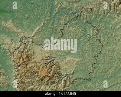 Cluj, county of Romania. Colored elevation map with lakes and rivers ...