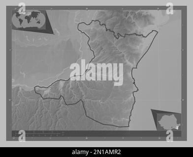 Constanta, county of Romania. Grayscale elevation map with lakes and ...