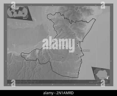 Constanta, county of Romania. Grayscale elevation map with lakes and ...