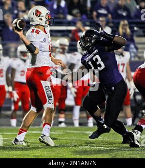 Northwestern defensive lineman Deonte Gibson (13) stands during a NCAA ...