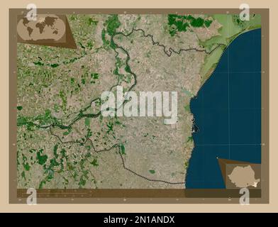 Constanta, county of Romania. Low resolution satellite map. Locations ...