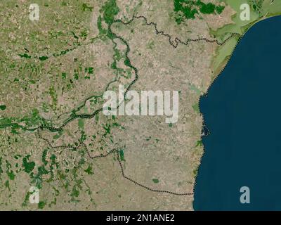 Constanta, county of Romania. Low resolution satellite map. Locations ...