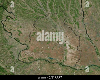 Dolj, county of Romania. High resolution satellite map. Locations of ...