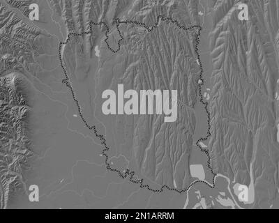 Galati, county of Romania. Bilevel elevation map with lakes and rivers ...