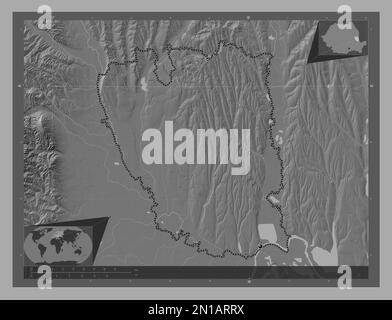Galati, county of Romania. Bilevel elevation map with lakes and rivers ...