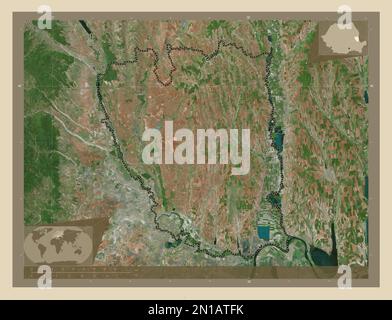 Galati, county of Romania. High resolution satellite map. Locations and ...