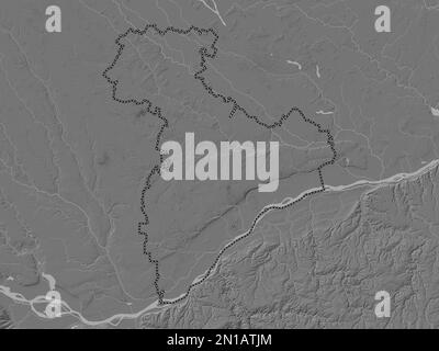 Giurgiu, county of Romania. Bilevel elevation map with lakes and rivers ...
