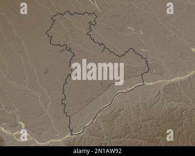 Giurgiu, county of Romania. Colored elevation map with lakes and rivers ...