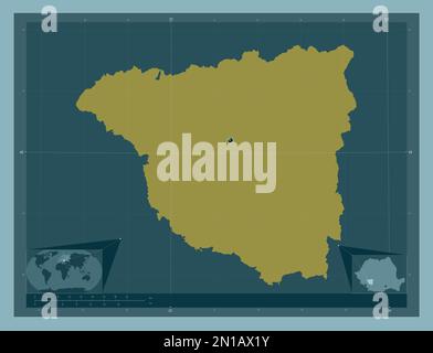 Gorj, county of Romania. Solid color shape. Locations of major cities ...